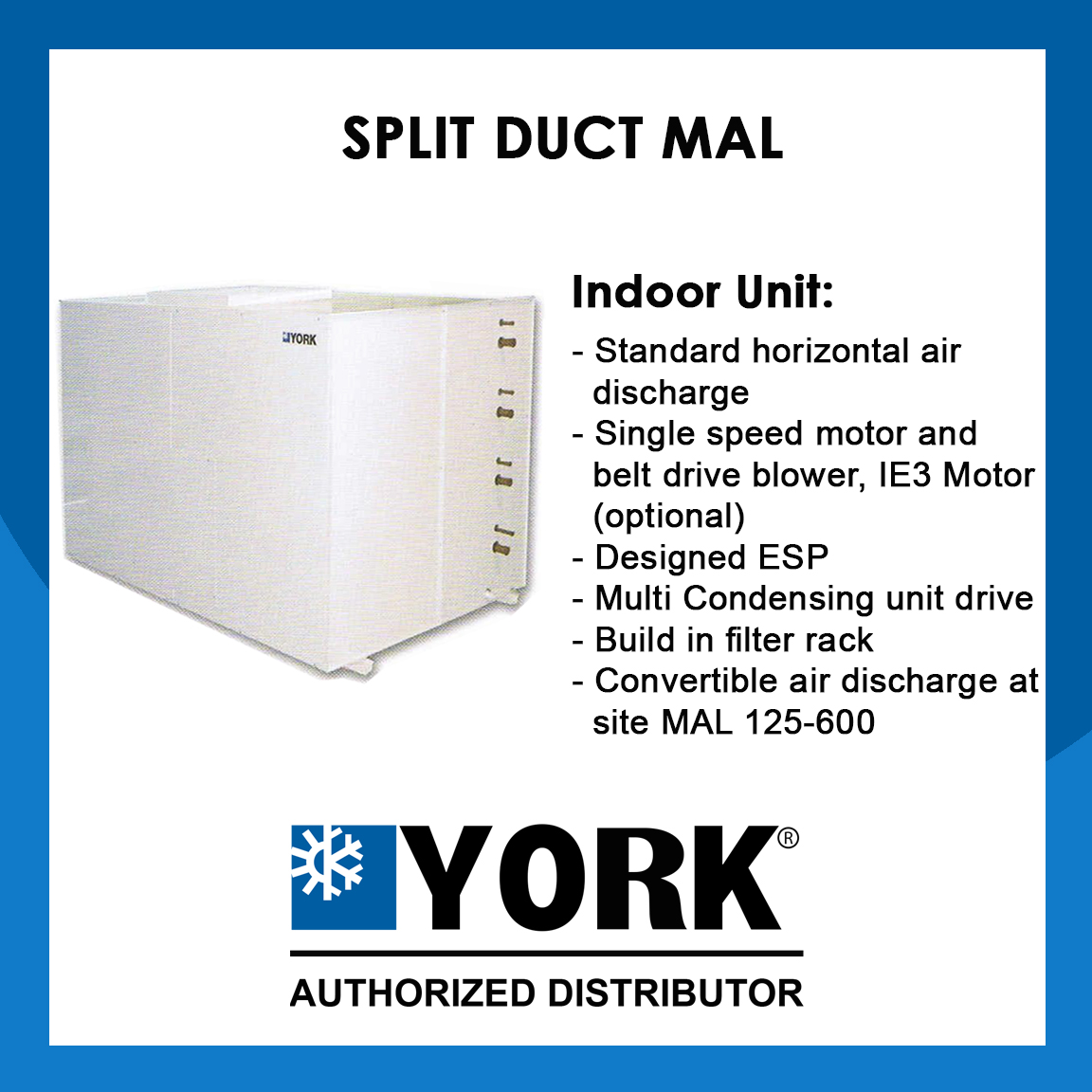 AC SPLIT DUCT YORK 25 PK NON INVERTER MAL 250 – R407/R410 - Aircon Indo ...