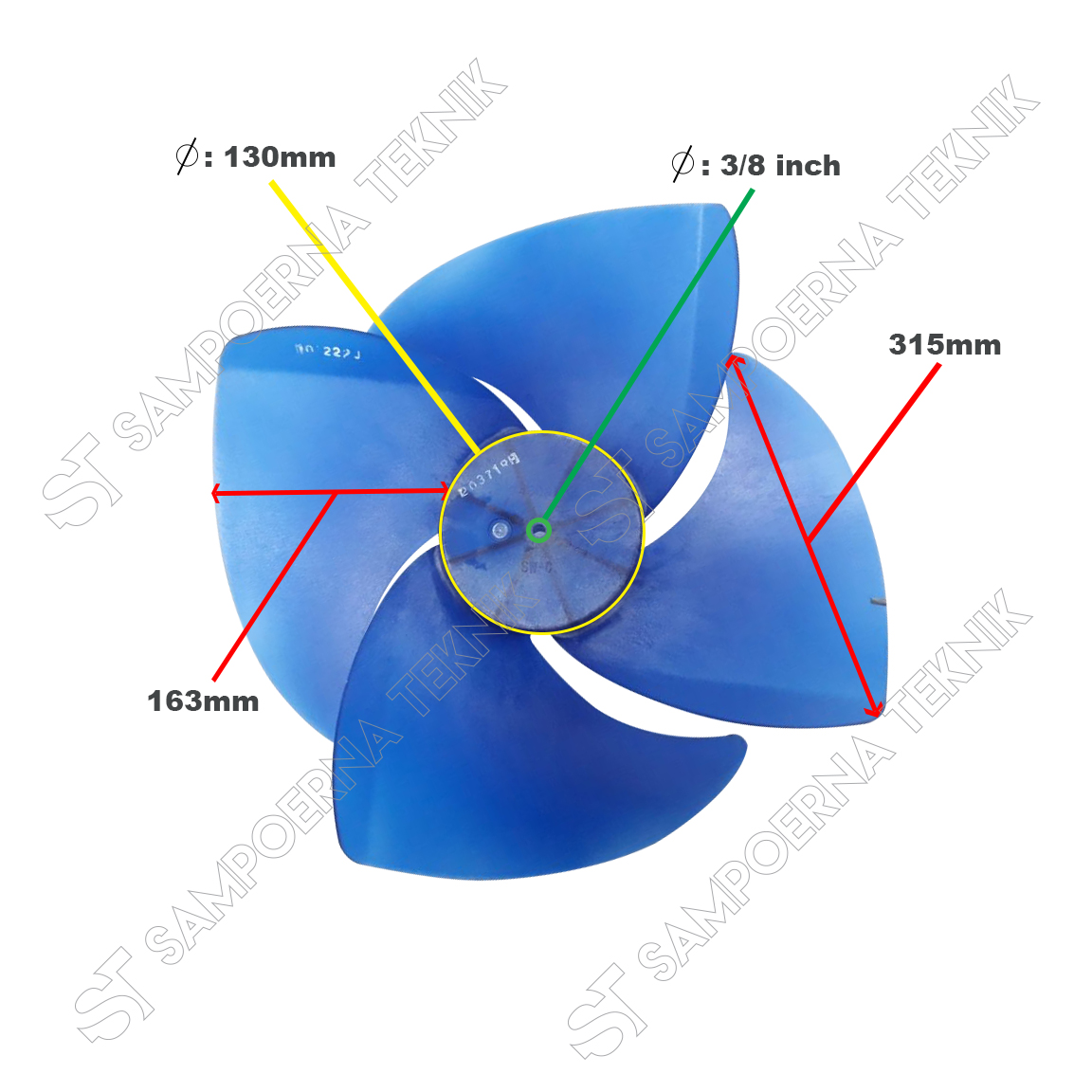 FAN BLADE 456mm Diameter AS 3/8 inch - Aircon Indo Teknik