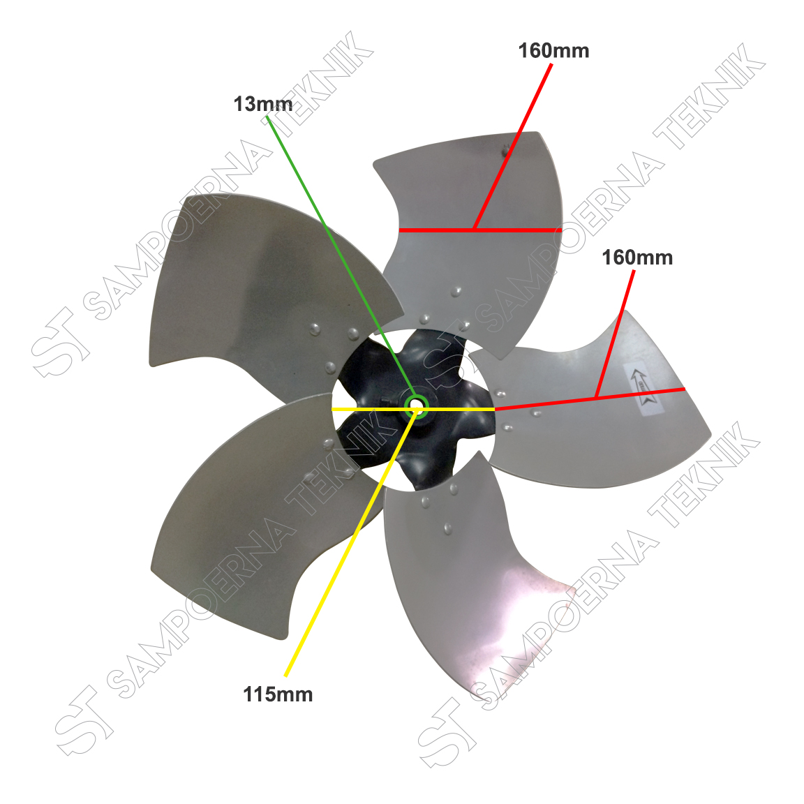 FAN BLADE KEMAO TFE450-119B5 450mm diameter AS 13mm - Aircon Indo Teknik